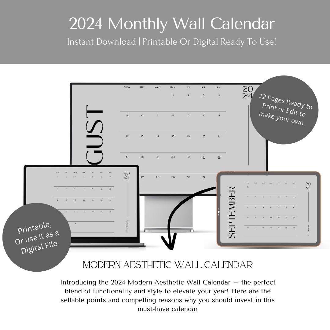 2024 Wall Calendar Large Wall Calendar Yearly Calendar Desk Calendar ...
