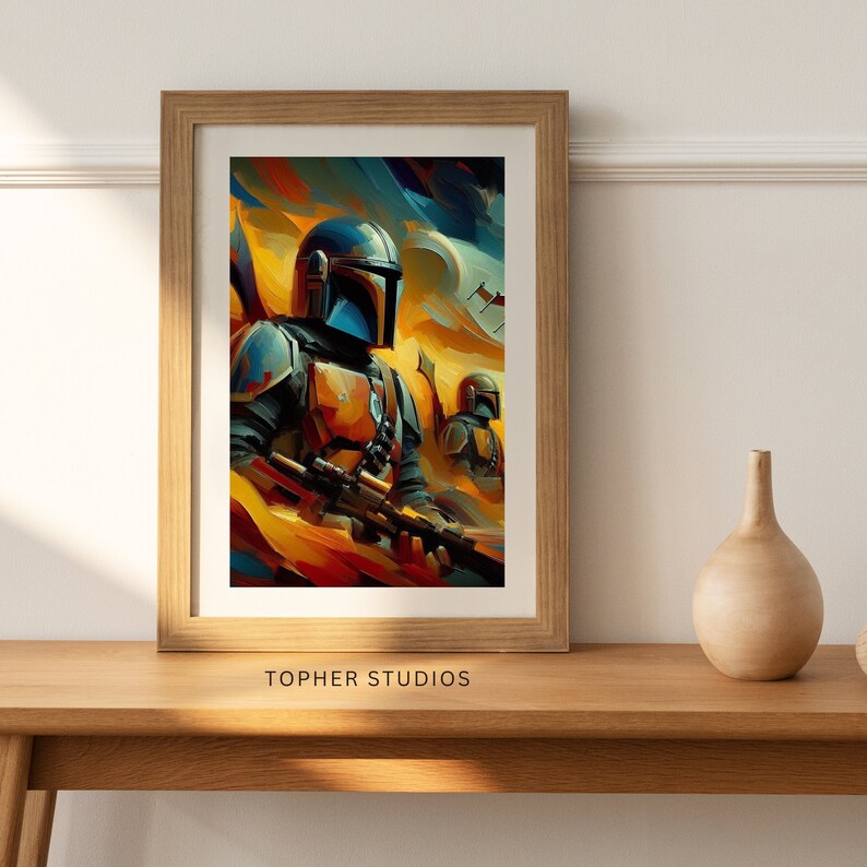THE MANDALORIAN X-WING - Inspired Oil Painting Print, Star Wars, Disney, Lucasfilm, Art, Wall ...