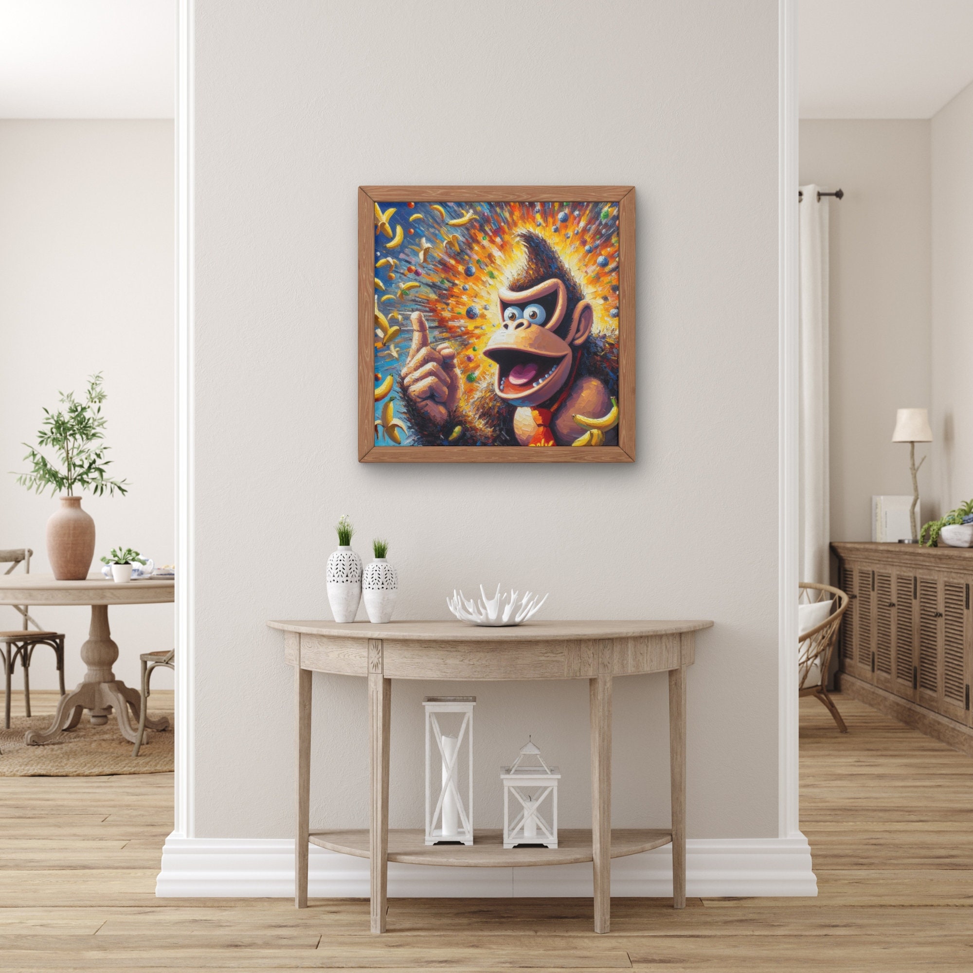 DONKEY KONG Inspired Oil Painting Print - Exploding Bananas, Nintendo ...