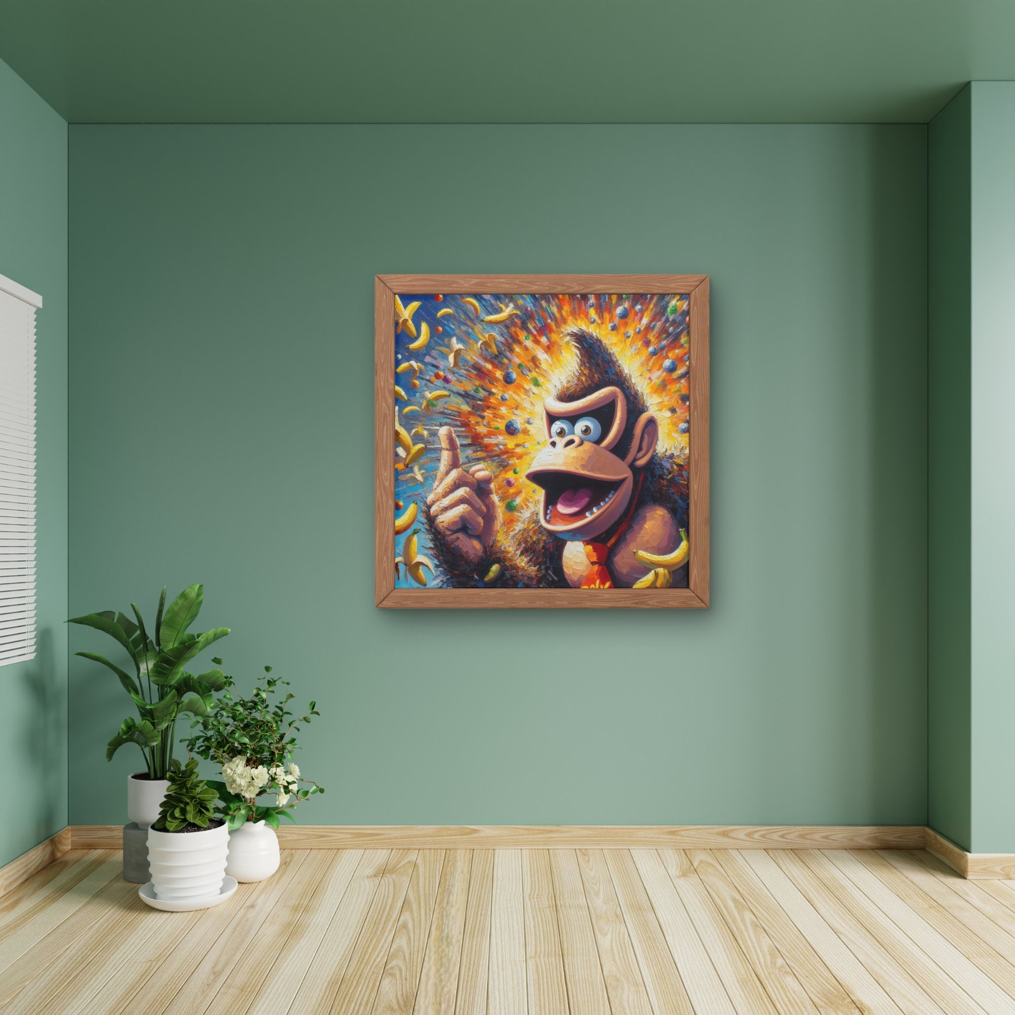 DONKEY KONG Inspired Oil Painting Print - Exploding Bananas, Nintendo ...