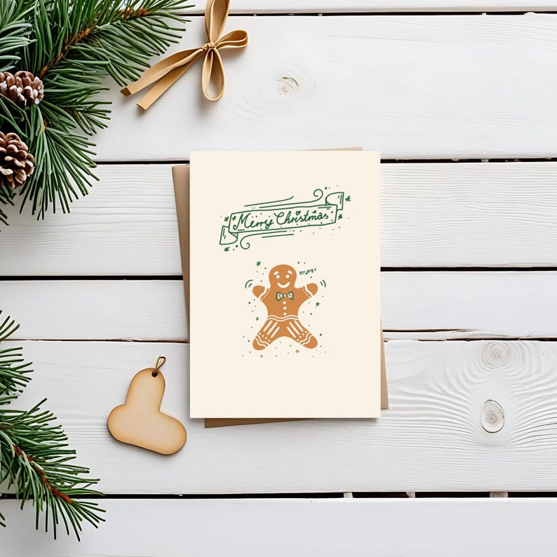 Gingerbread Man Christmas Card Printable Christmas Card Merry Christmas ...
