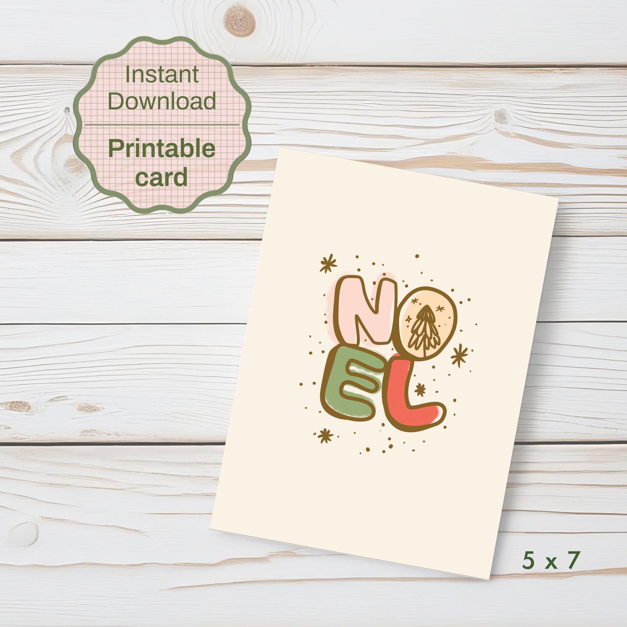 Noel Christmas Card Printable Christmas Card Merry Christmas Card Cute ...