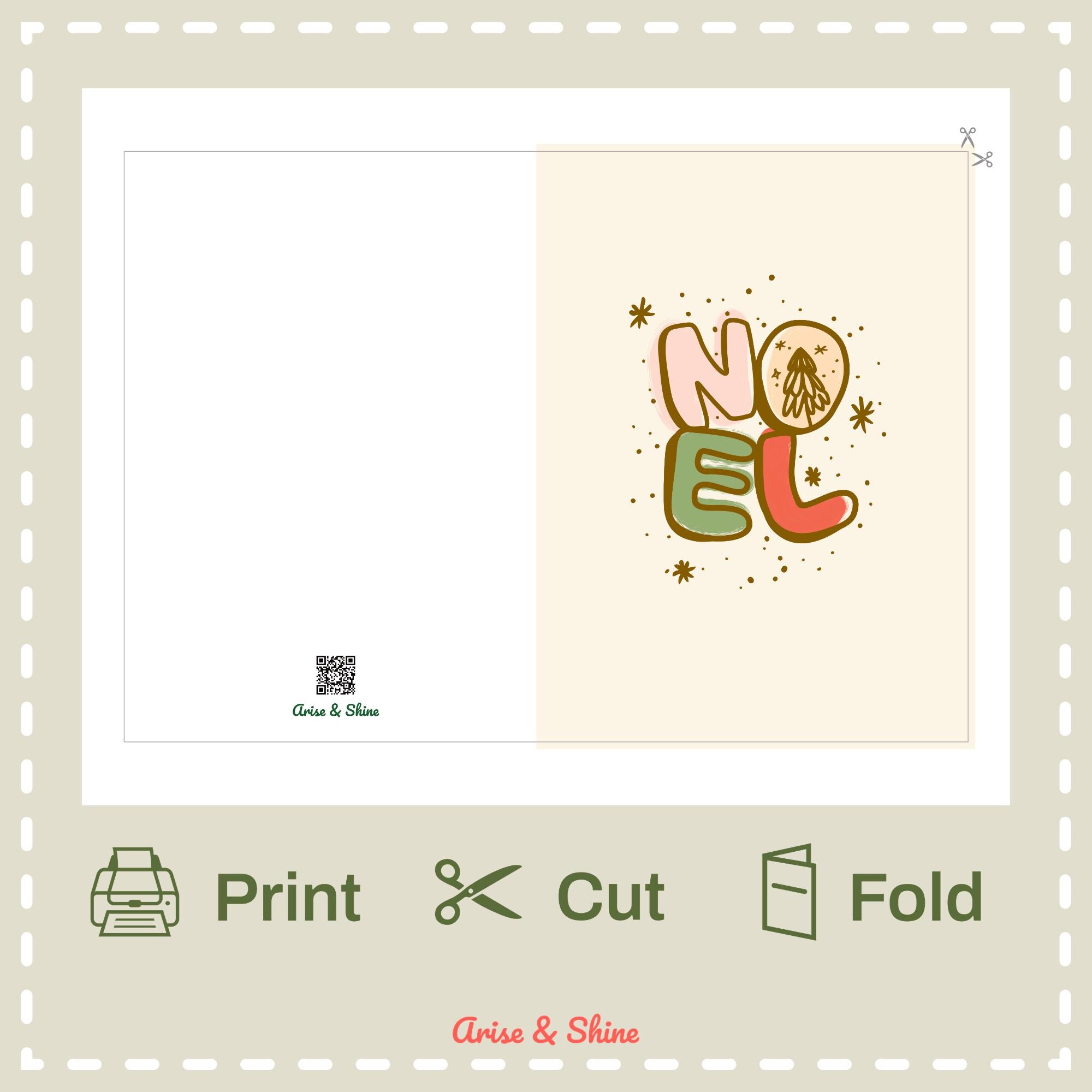 Noel Christmas Card Printable Christmas Card Merry Christmas Card Cute ...