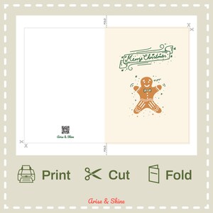 Gingerbread Man Christmas Card Printable Christmas Card Merry Christmas ...