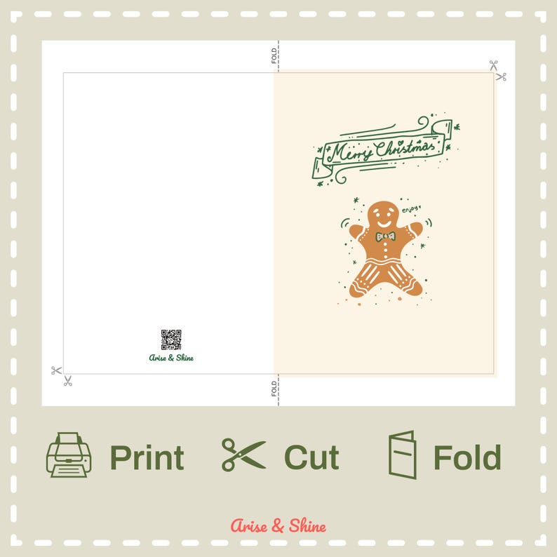 Gingerbread Man Christmas Card Printable Christmas Card Merry Christmas ...