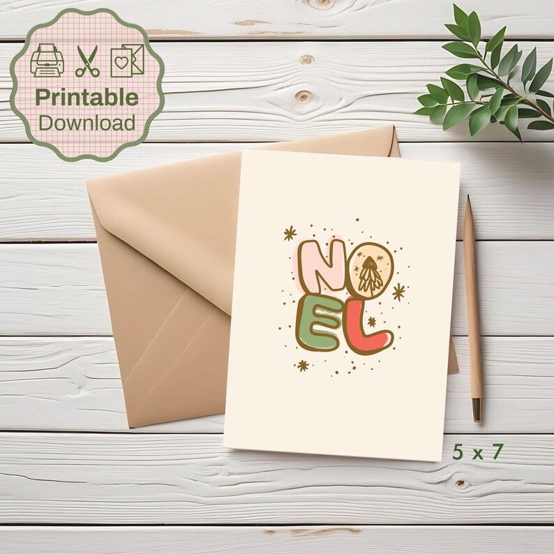 Noel Christmas Card Printable Christmas Card Merry Christmas Card Cute ...