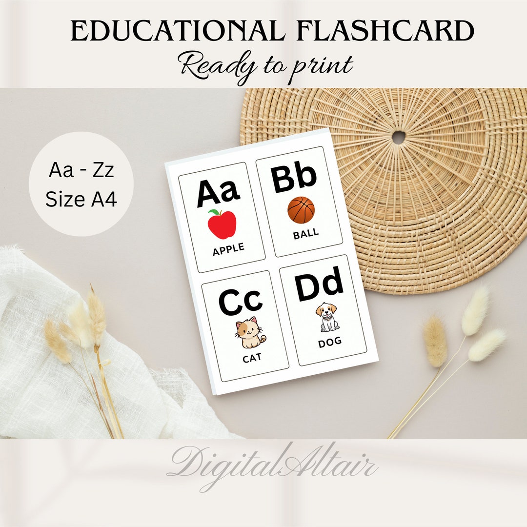 Editable Educational Flashcard Alphabet A-Z - Etsy