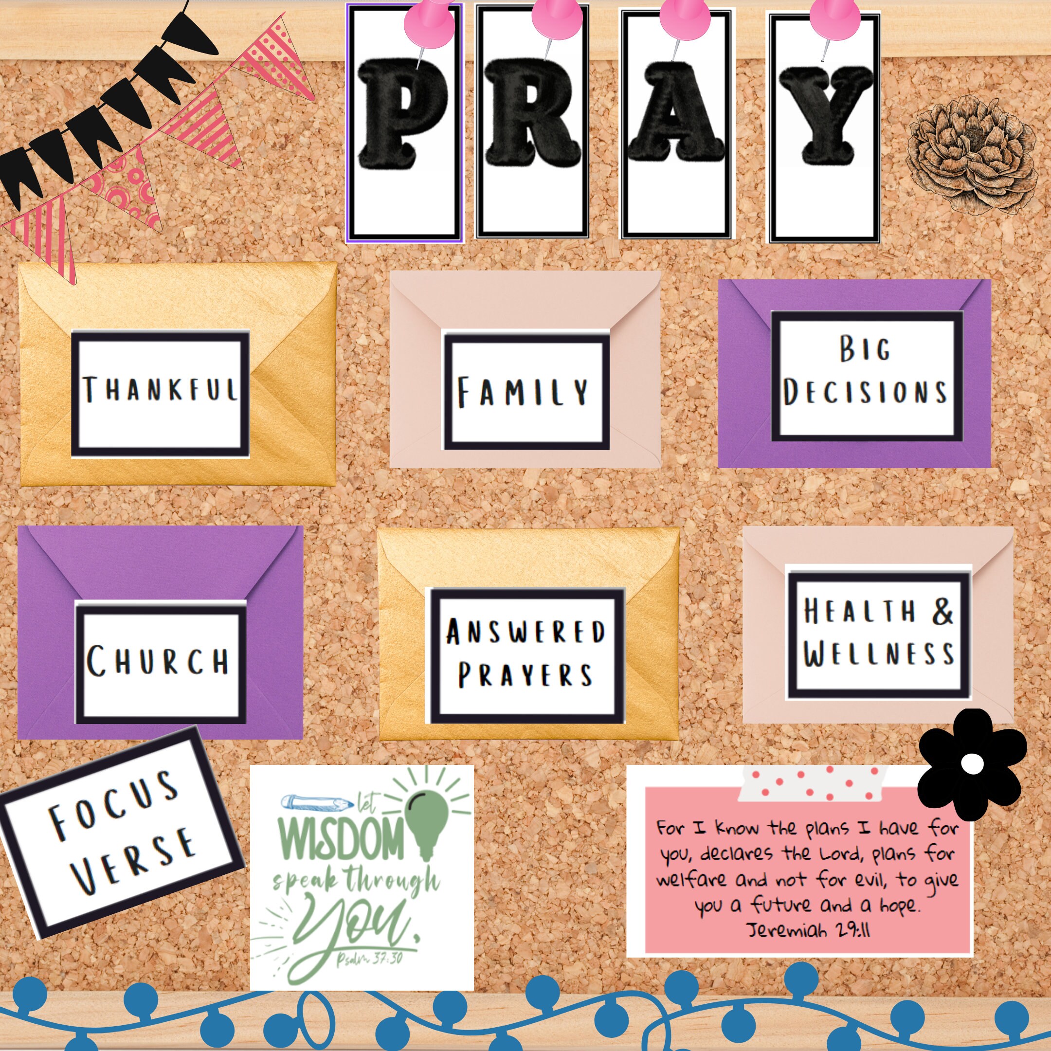 Prayer Promise Board Kit - Black Framed (various Fonts & and Colors to ...