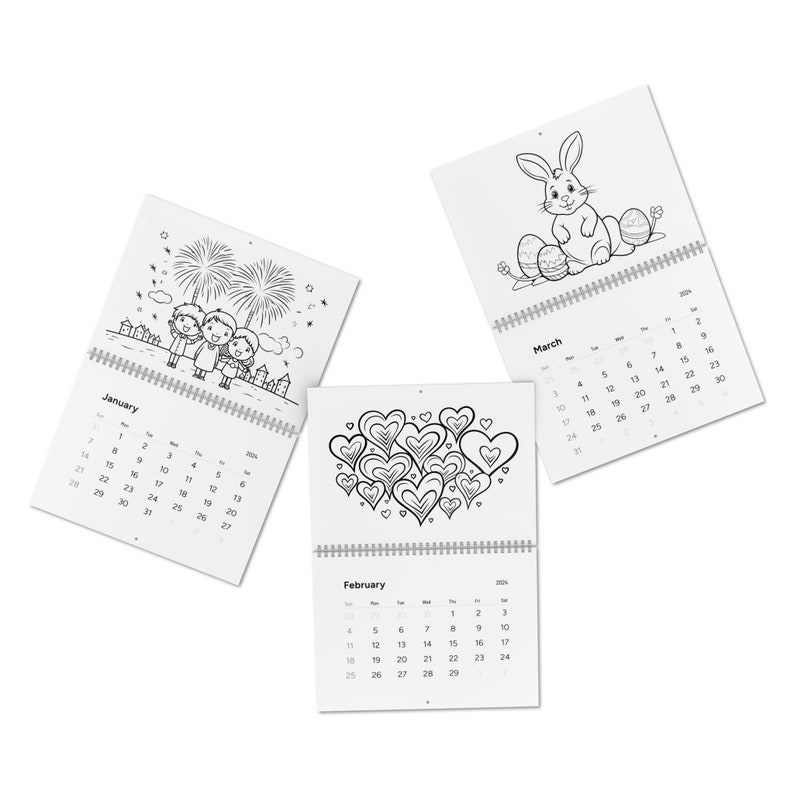Colouring Calendar for Kids 2024 - Etsy