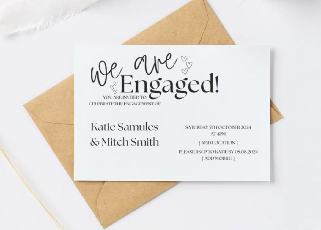 We're Engaged Invitation Card Template - Etsy
