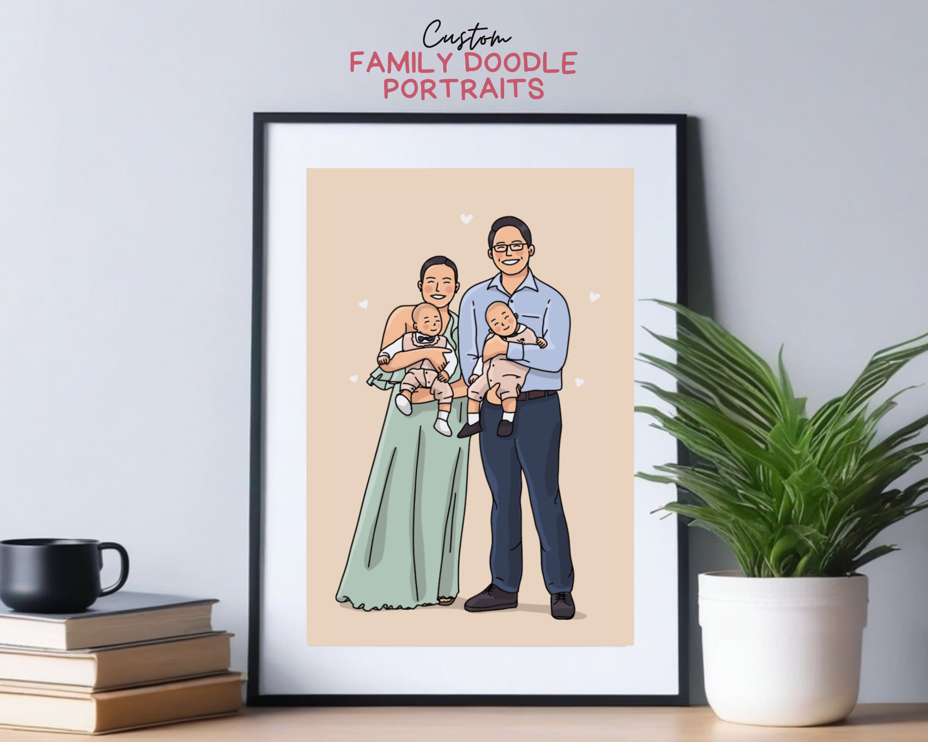 Custom Family Portrait Illustration, Personalized Gift, Portrait From ...