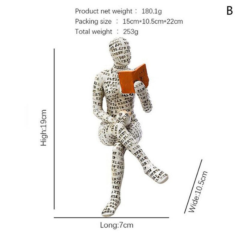 Reading Woman Statue Decorative Resin Figurine Bookshelf Organizer Home ...