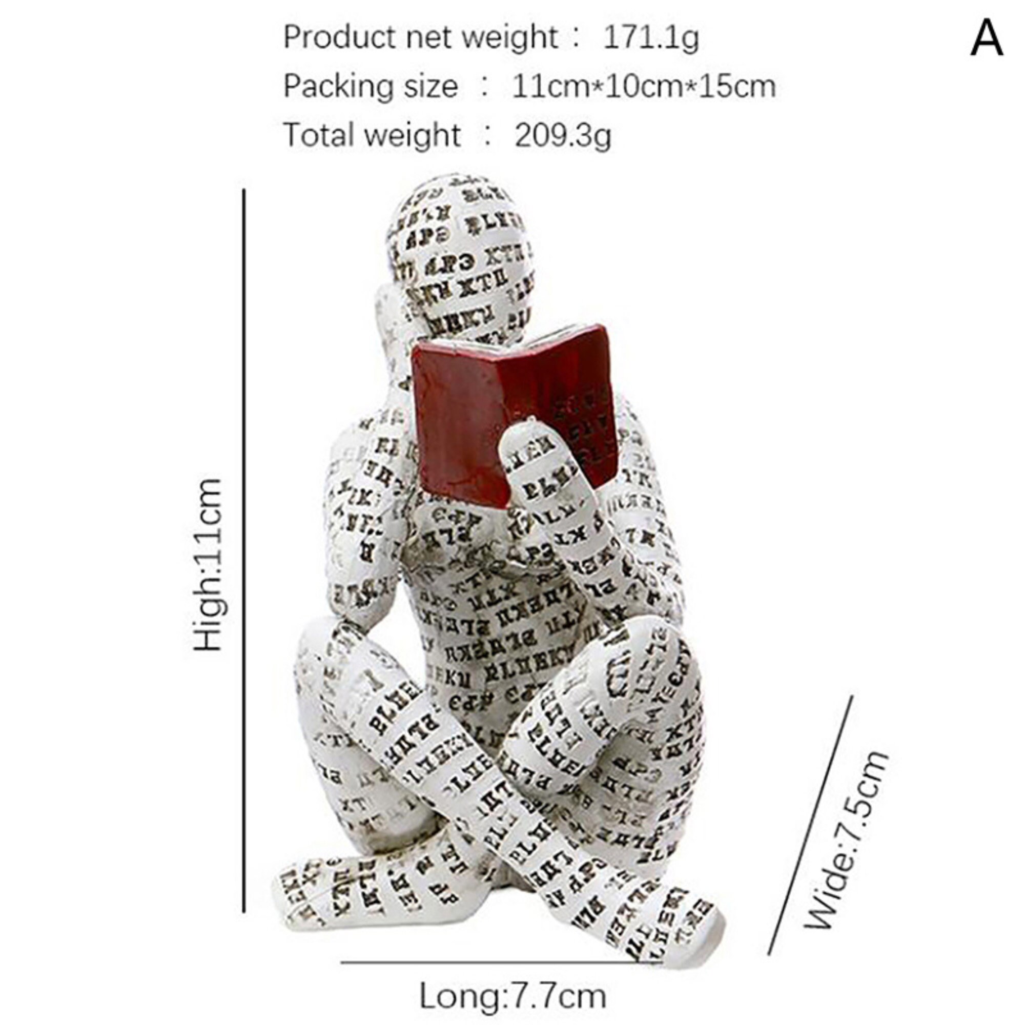 Reading Woman Statue Decorative Resin Figurine Bookshelf Organizer Home ...