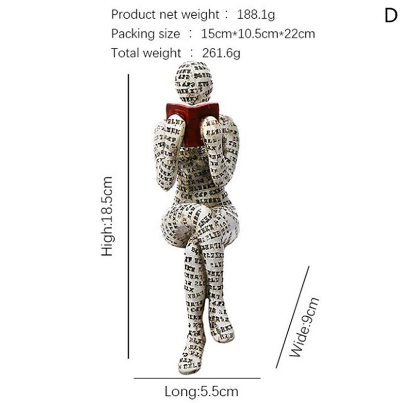 Reading Woman Statue Decorative Resin Figurine Bookshelf Organizer Home ...