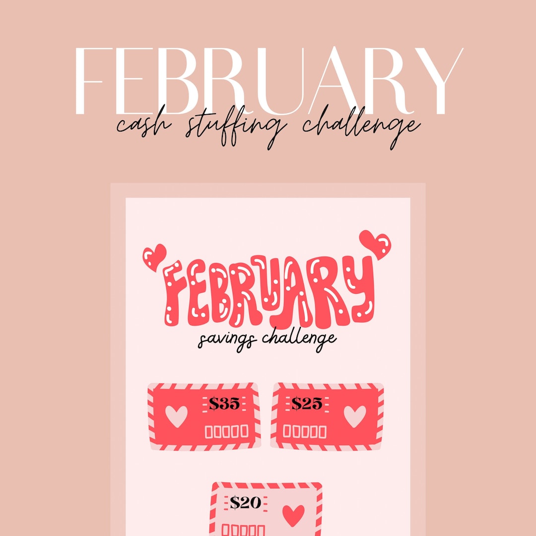 February Cash Stuffing Challenge Digital Savings Challenge A6 - Etsy
