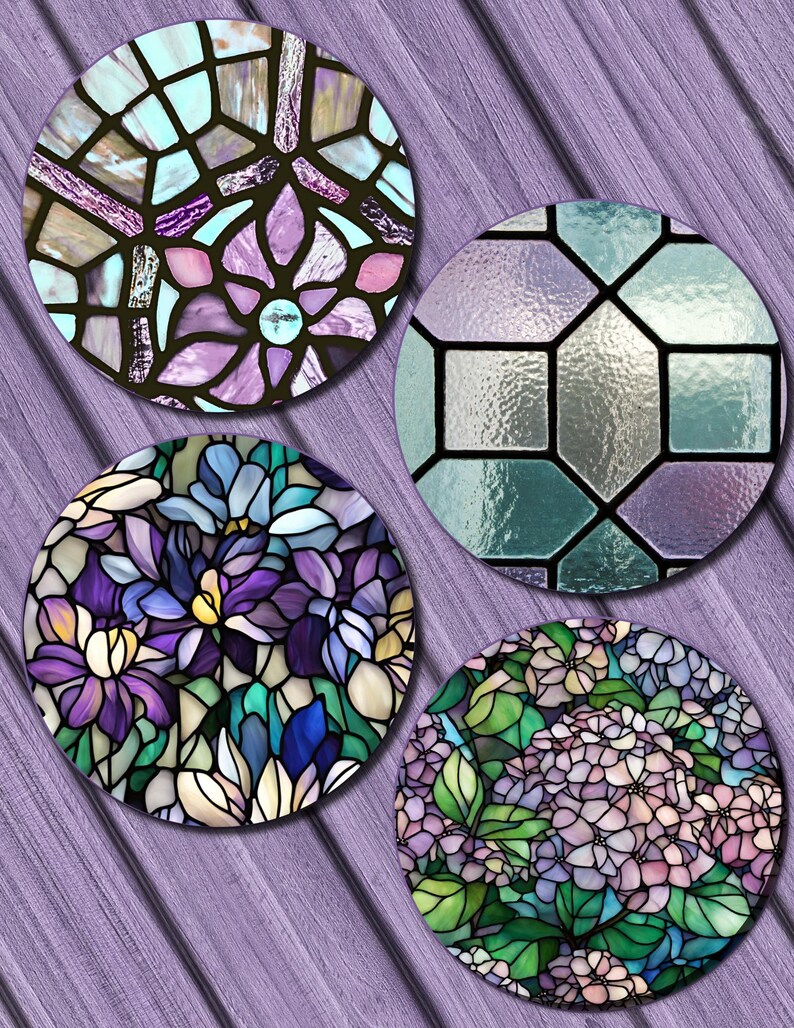 Gorgeous Stained Glass Theme Set of 4 Coasters Custom Made by ...