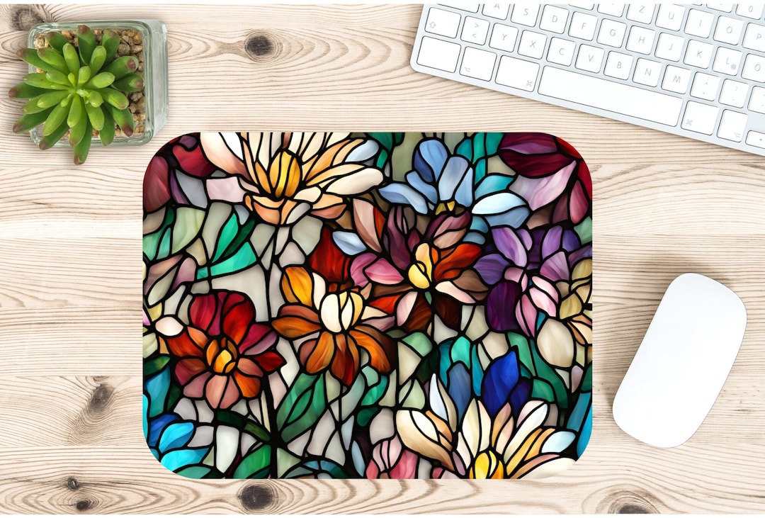 Beautiful 3D Stained Glass Flower Mouse Pad Custom Made by ...