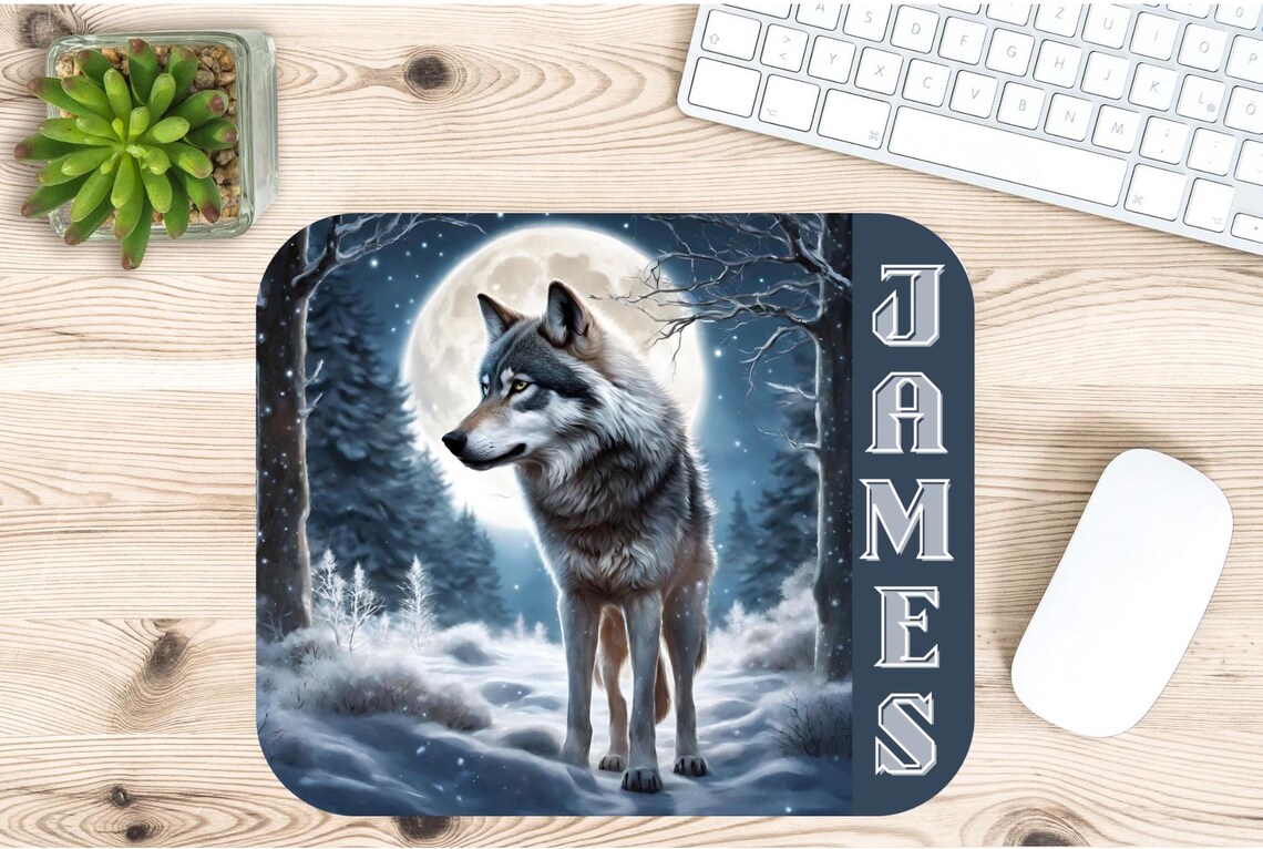 Personalized Stunning Winter Wolf Mouse Pad Custom Made by ...