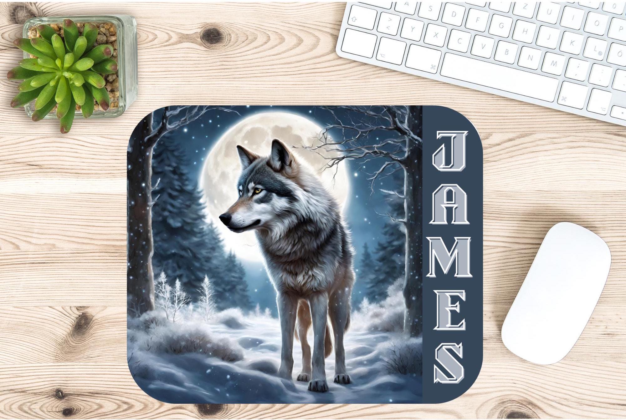 Personalized Stunning Winter Wolf Mouse Pad Custom Made by ...