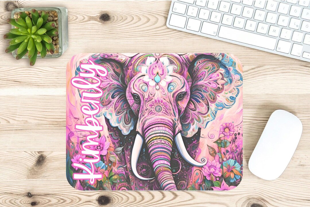 Personalized Lucky Pink Mandala Elephant Mouse Pad Custom Made by ...