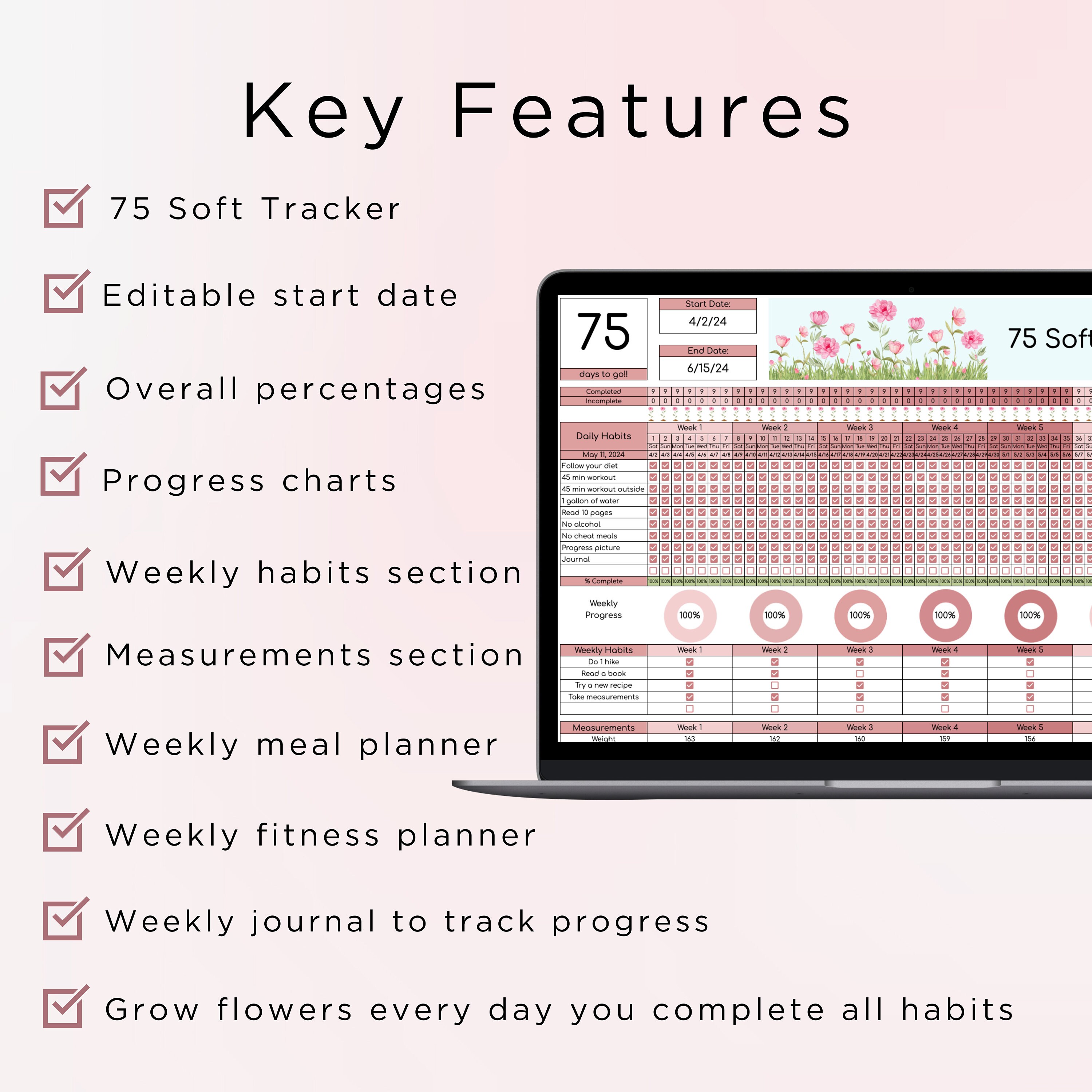 75 Soft Challenge Tracker, 75 Soft Tracker, 75 Soft Google Sheet, 75 ...