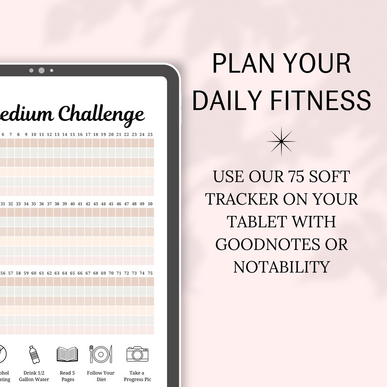 75 Medium Challenge Tracker Printable, 75 Medium Challenge EDITABLE, 75 ...