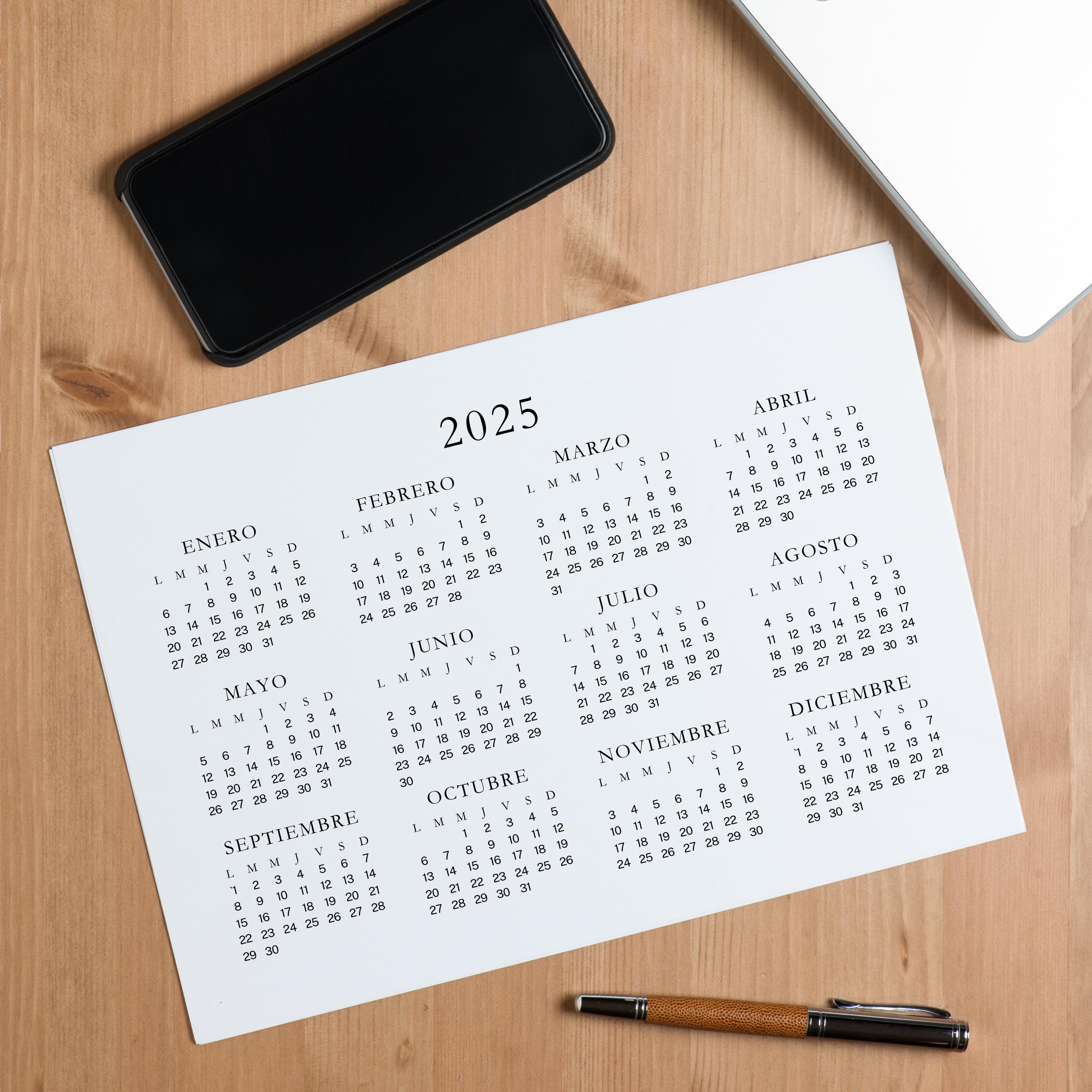 2025 Spanish Calendar Printable, Calendario Español 2025, Calendario ...