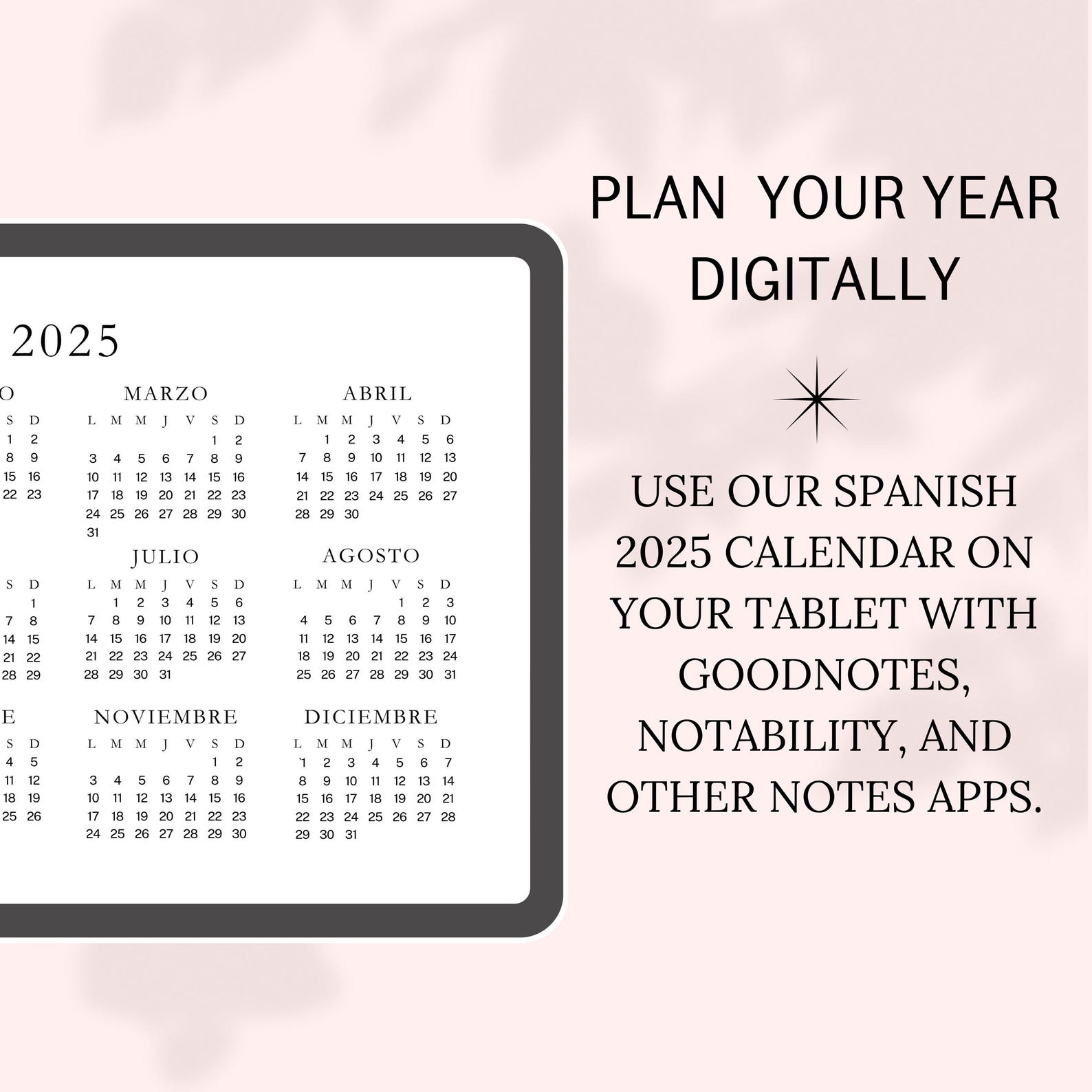 2025 Spanish Calendar Printable, Calendario Español 2025, Calendario ...
