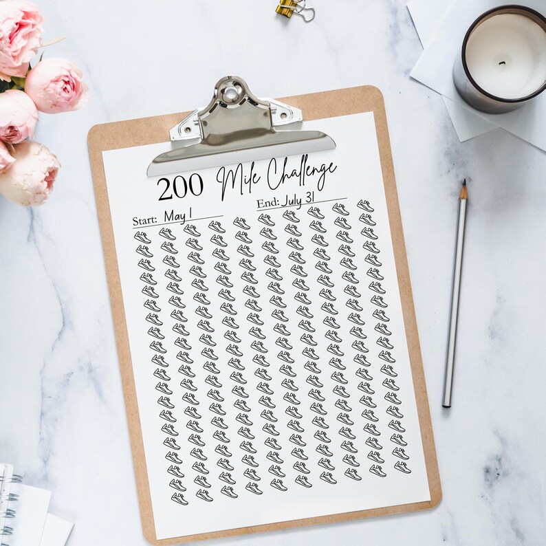 200 Mile Challenge Printable, Running Log and Tracker, Printable Steps ...