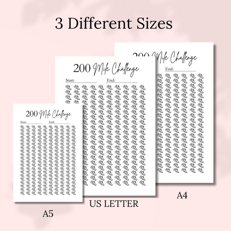 200 Mile Challenge Printable, Running Log and Tracker, Printable Steps ...