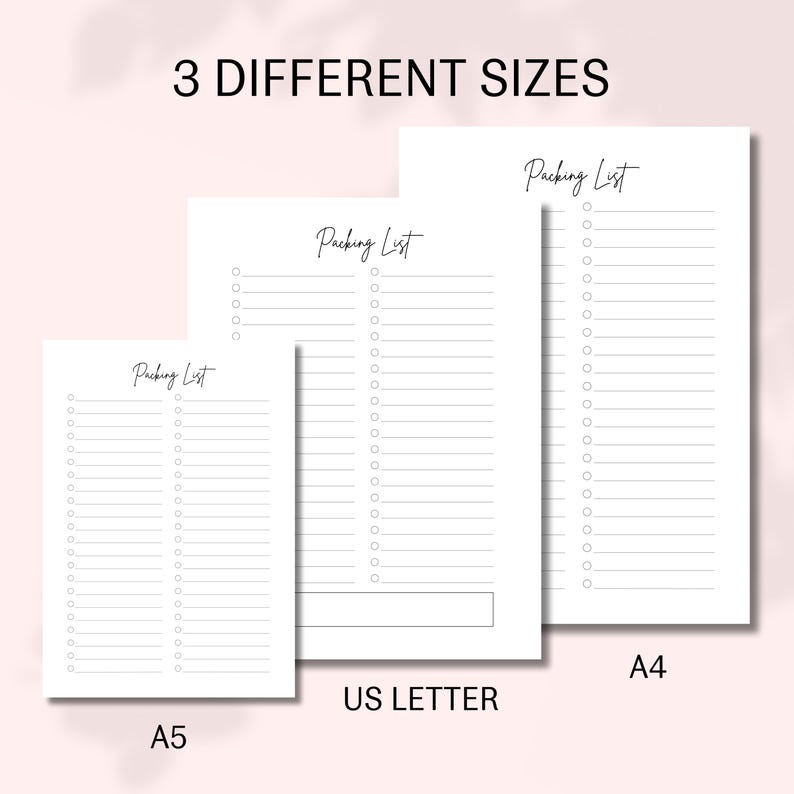 Printable Packing List, Packing List Checklist, Packing List Digital ...