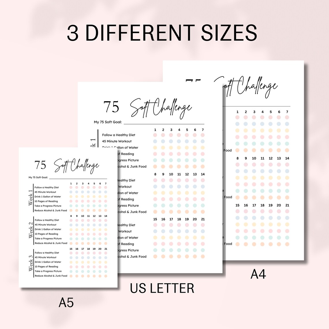 75 Soft Challenge EDITABLE Tracker, 75 Soft Challenge Printable, 75 ...