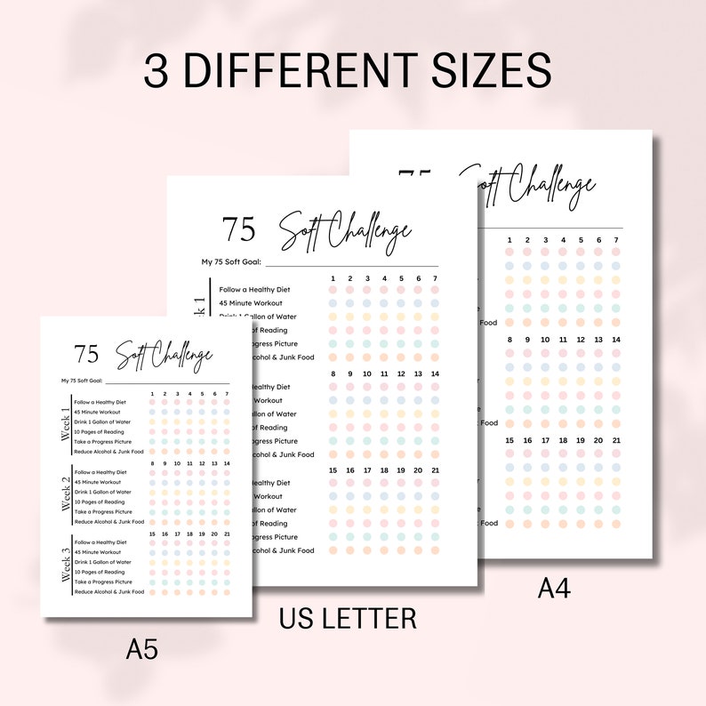 75 Soft Challenge EDITABLE Tracker, 75 Soft Challenge Printable, 75 ...