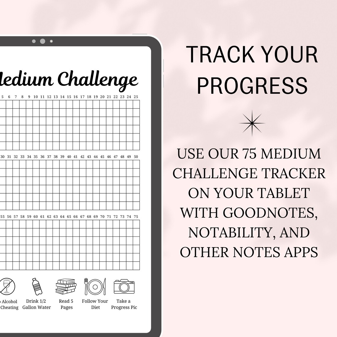 75 Medium Tracker Printable, 75 Medium Challenge Editable, 75 Day ...