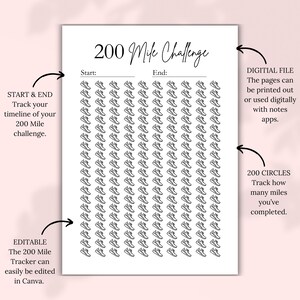 200 Mile Challenge Printable, Running Log and Tracker, Printable Steps ...