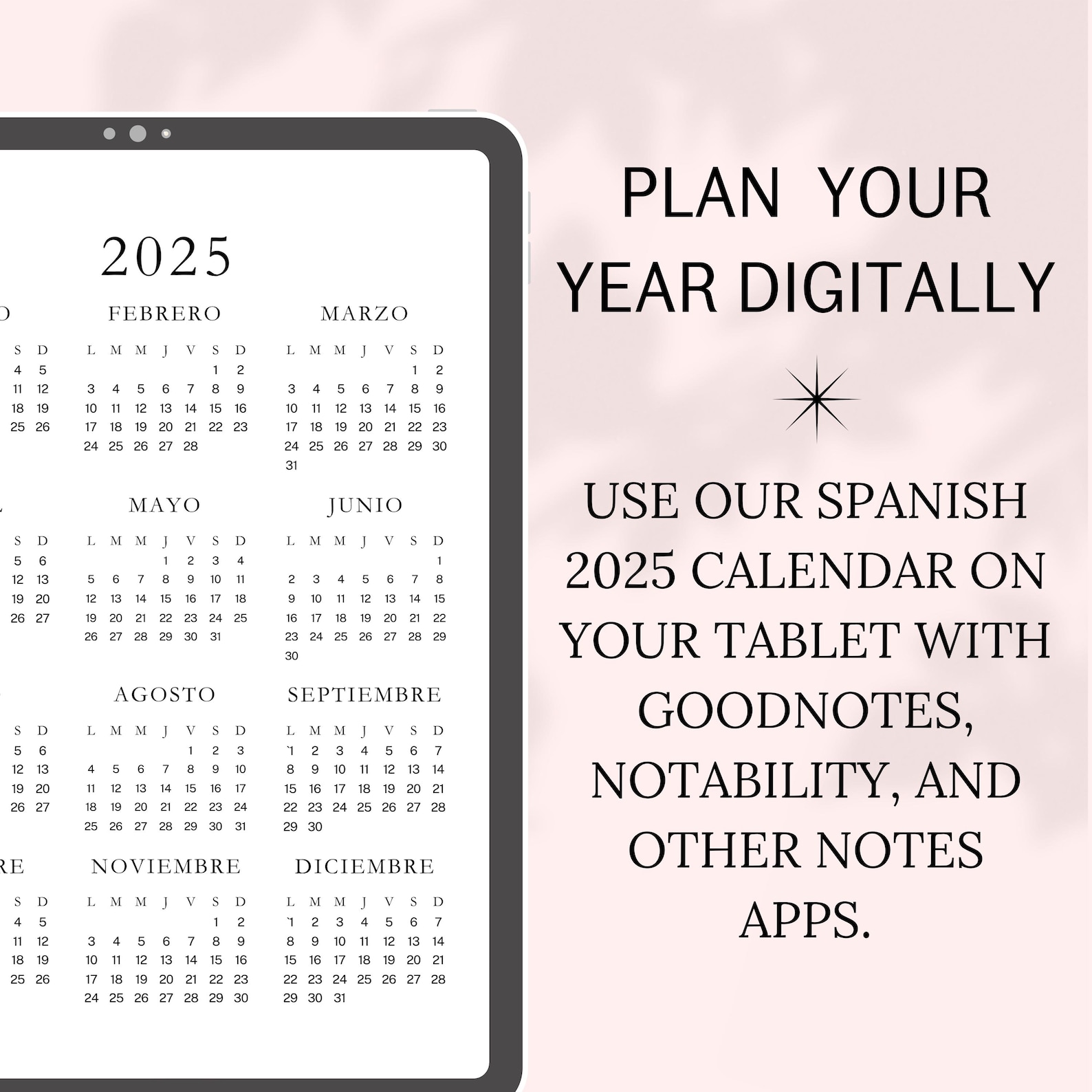 Calendario Español 2025, Calendario 2025 Para Imprimir, 2025 Spanish ...