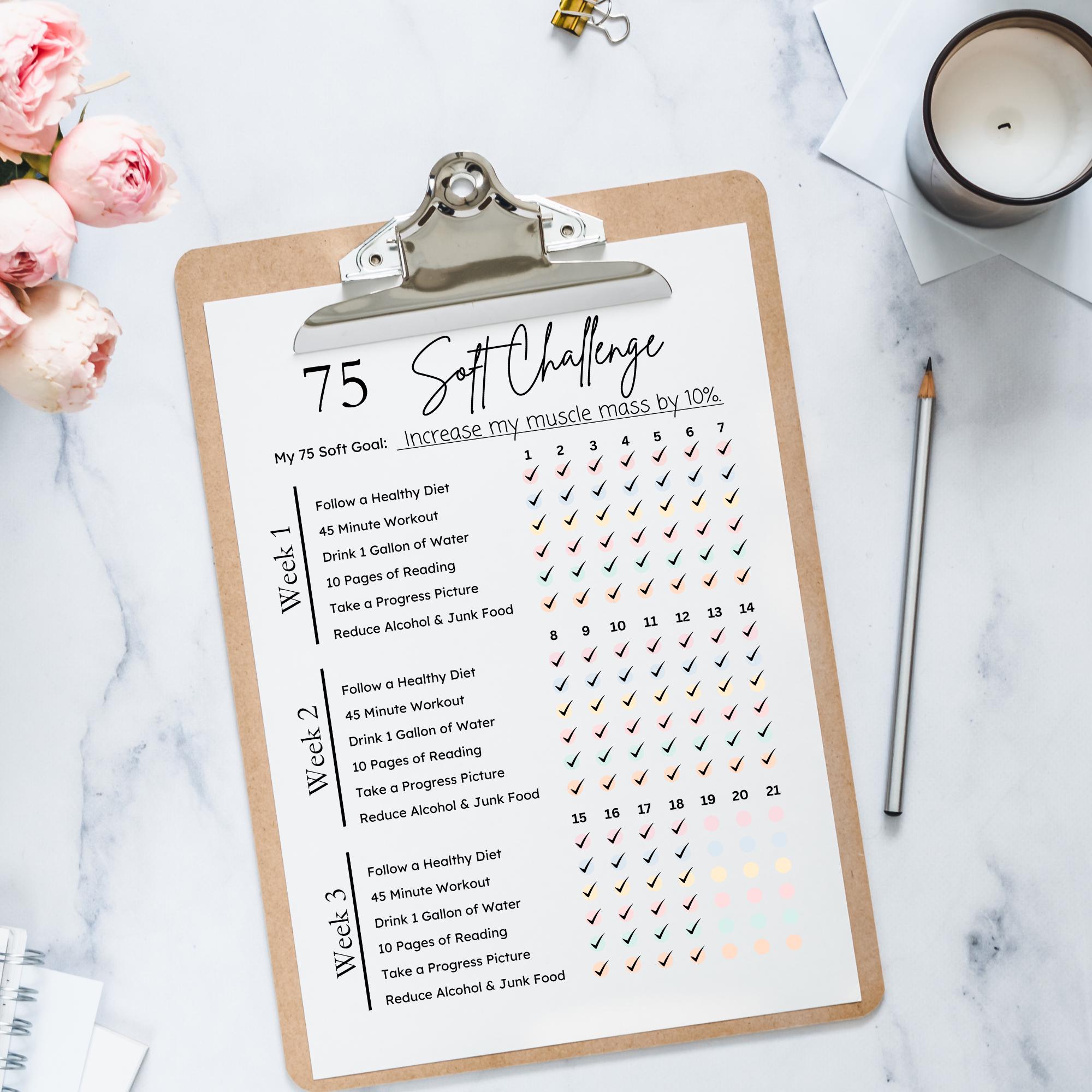 75 Soft Challenge EDITABLE Tracker, 75 Soft Challenge Printable, 75 ...