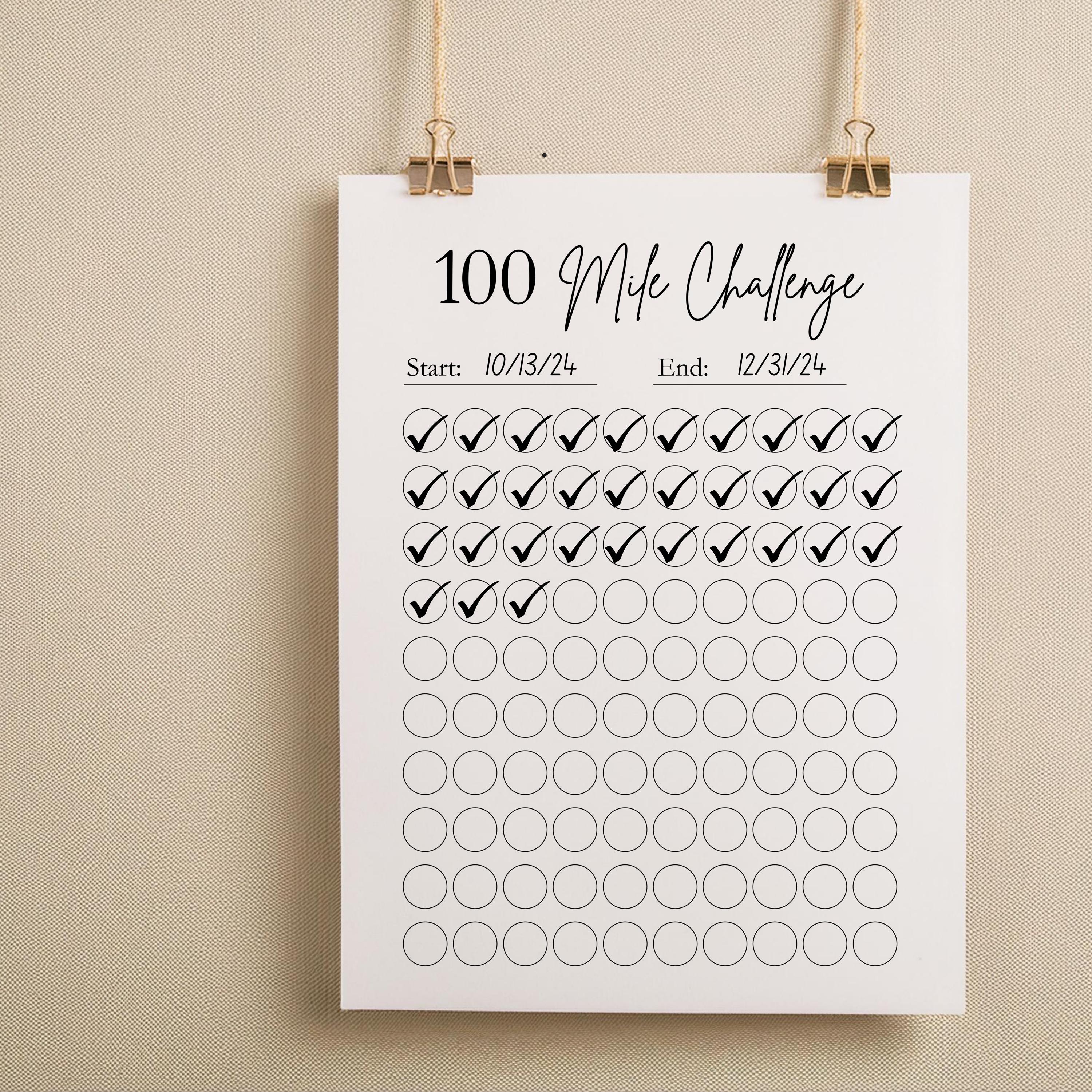 100 Mile Challenge Printable, Printable Steps Tracker, Running Log and ...