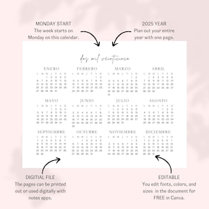 2025 Spanish Calendar Printable, Calendario Español 2025, Calendario ...