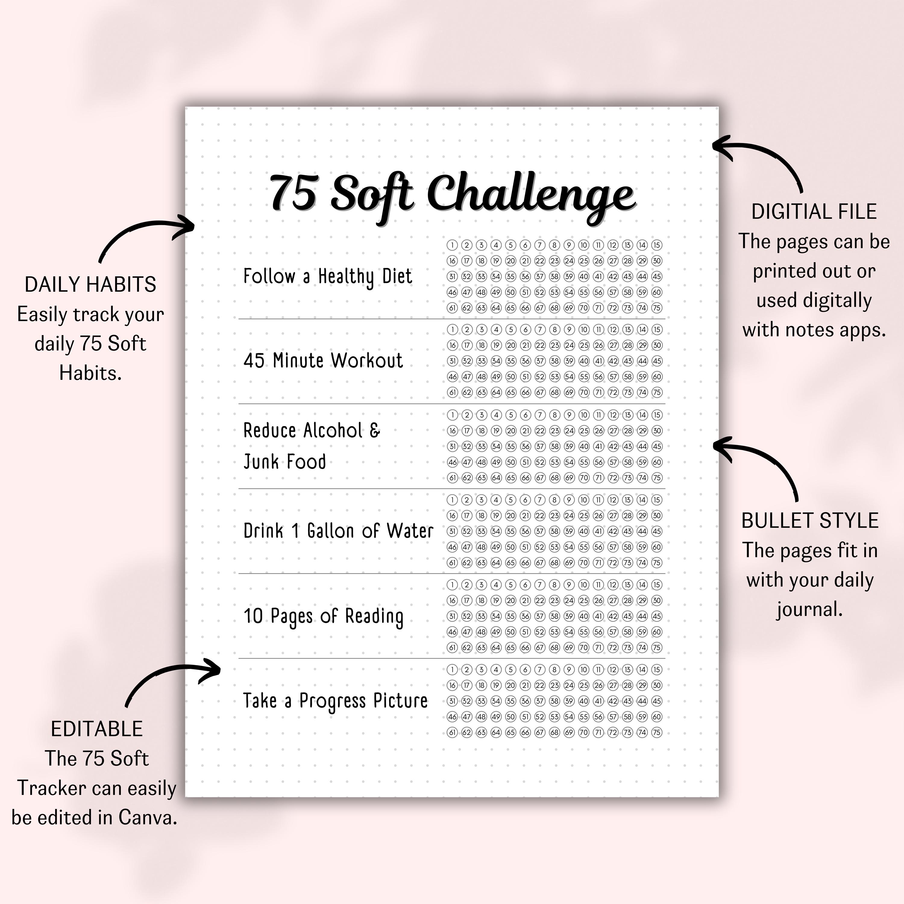 75 Soft Tracker Printable, 75 Soft Challenge, Editable 75 Soft ...