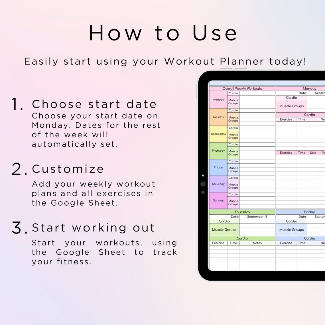 Workout Planner for Google Sheets, Fitness Tracker Google Sheets, Gym ...