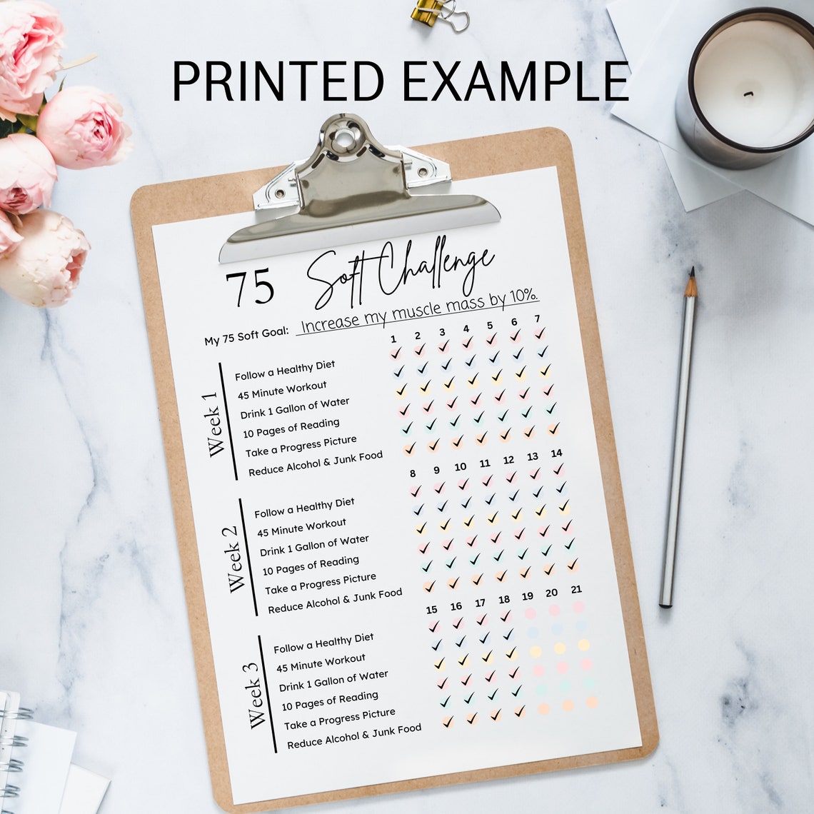 75 Soft Challenge EDITABLE Tracker, 75 Soft Challenge Printable, 75 ...
