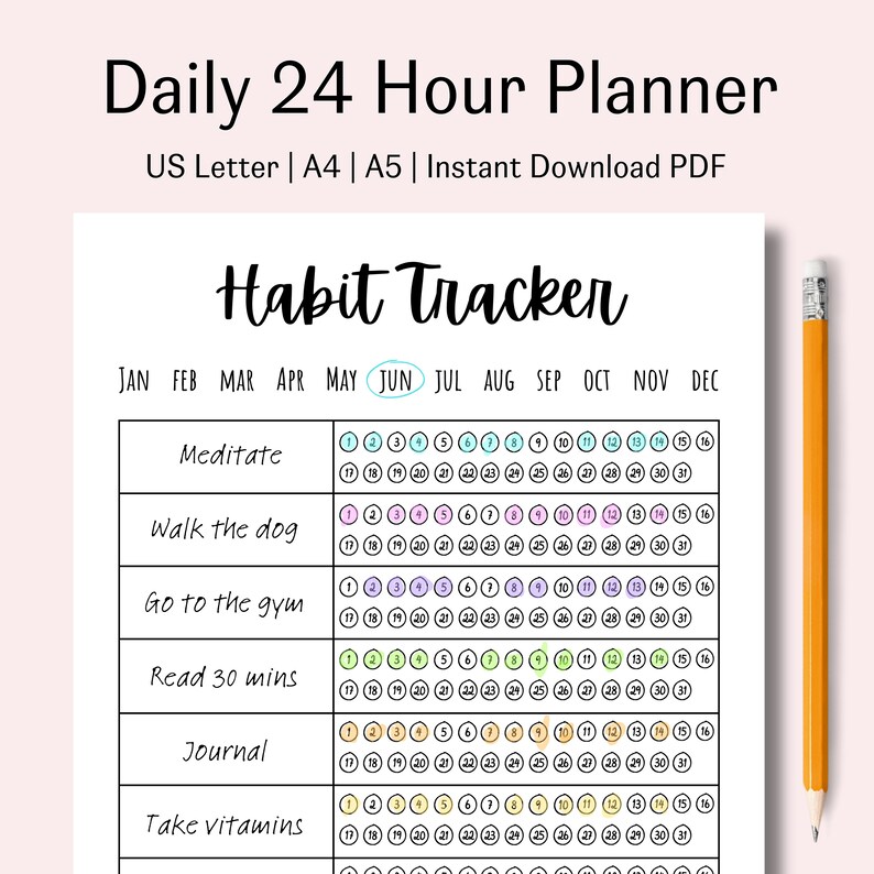 Habit Tracker ADHD Printable 2024, Letter/a4/a5, Goodnotes & Notability ...
