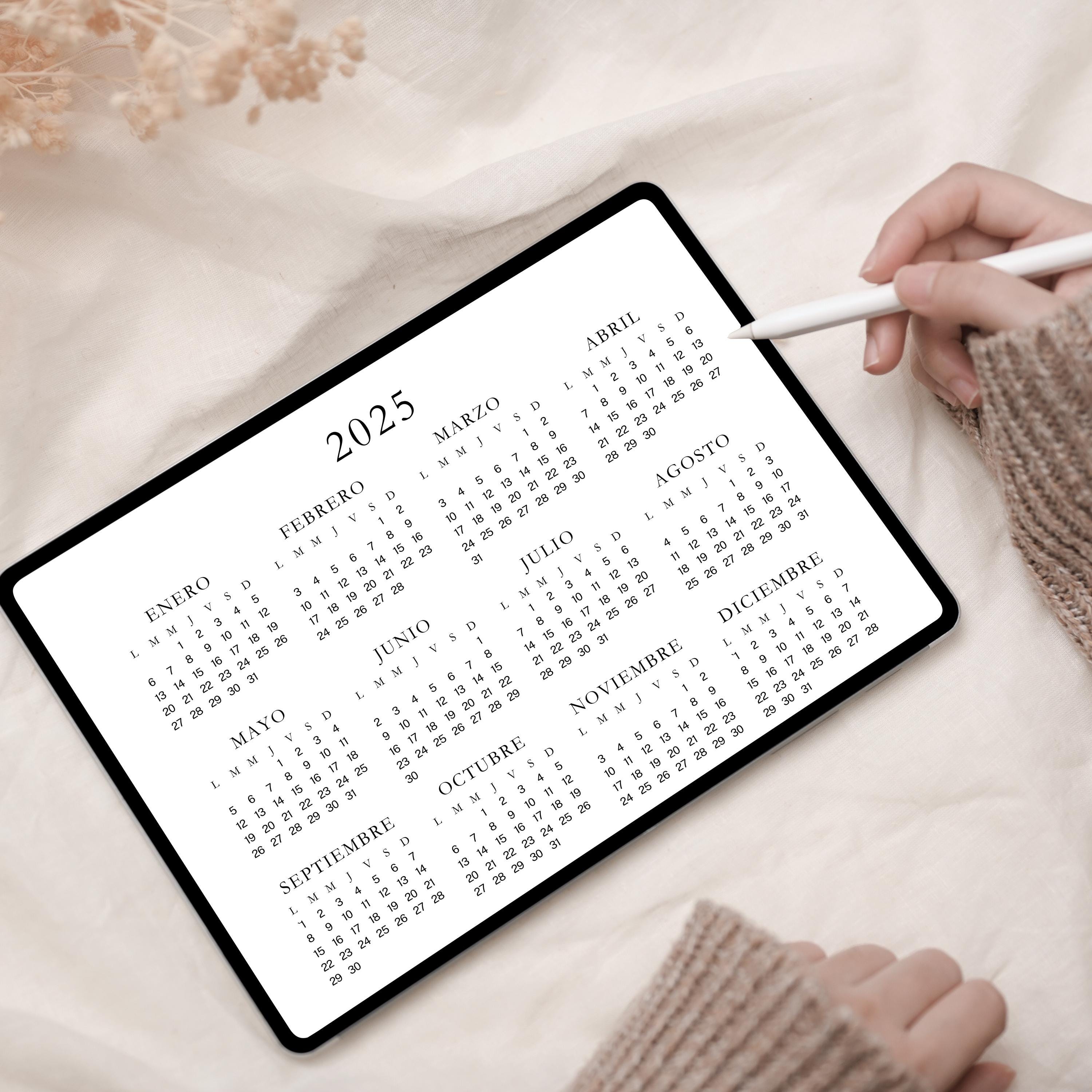 2025 Spanish Calendar Printable, Calendario Español 2025, Calendario ...