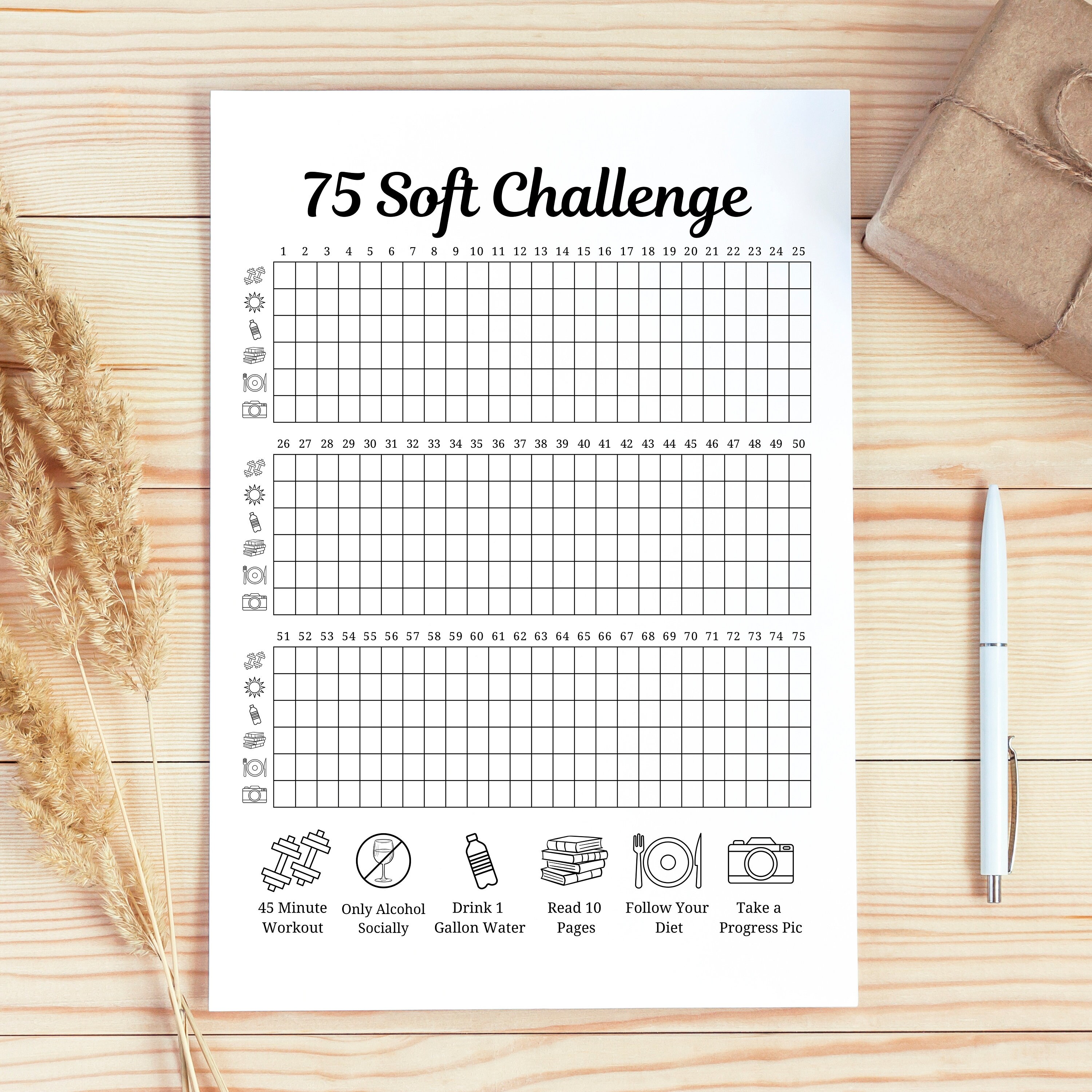 75 Soft Challenge EDITABLE Tracker, 75 Soft Challenge Printable, 75 ...