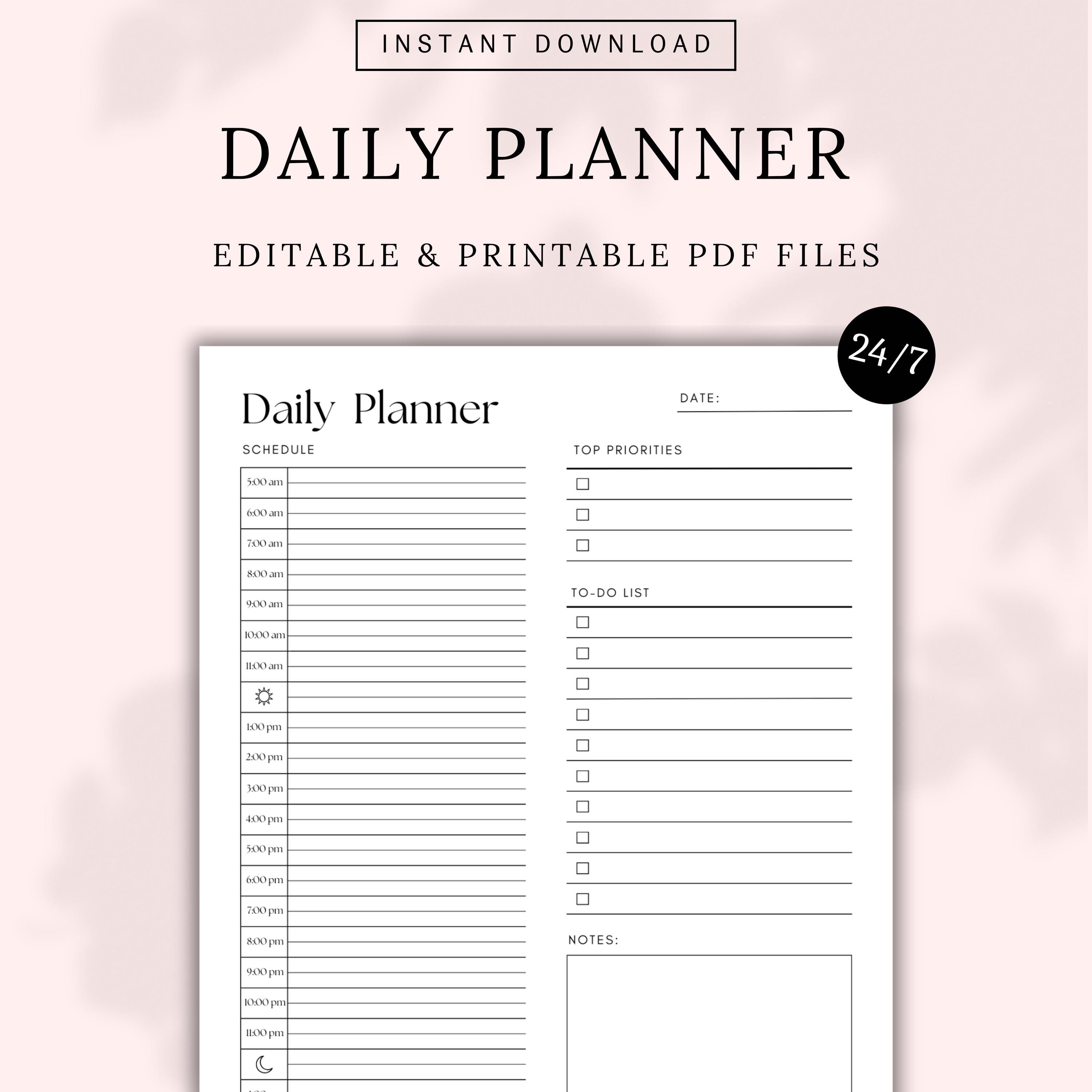 Daily Planner Printable, Printable Daily Schedule, 24/7 Time Blocking ...