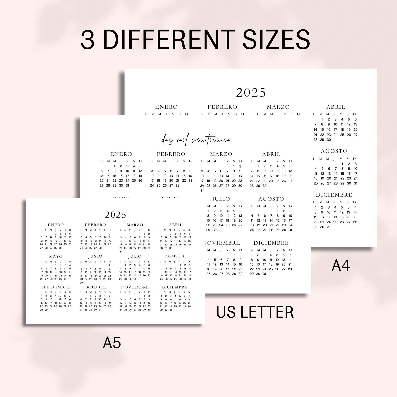 2025 Spanish Calendar Printable, Calendario Español 2025, Calendario ...