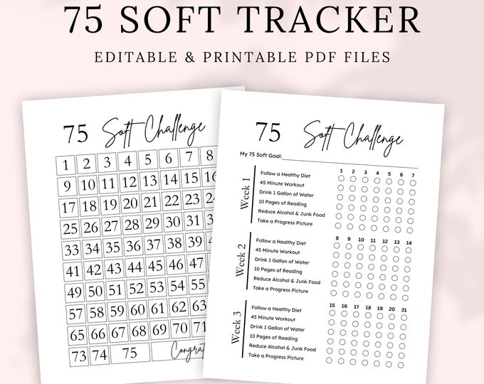 2024 75 Soft Challenge Tracker PDF instant Download - Etsy