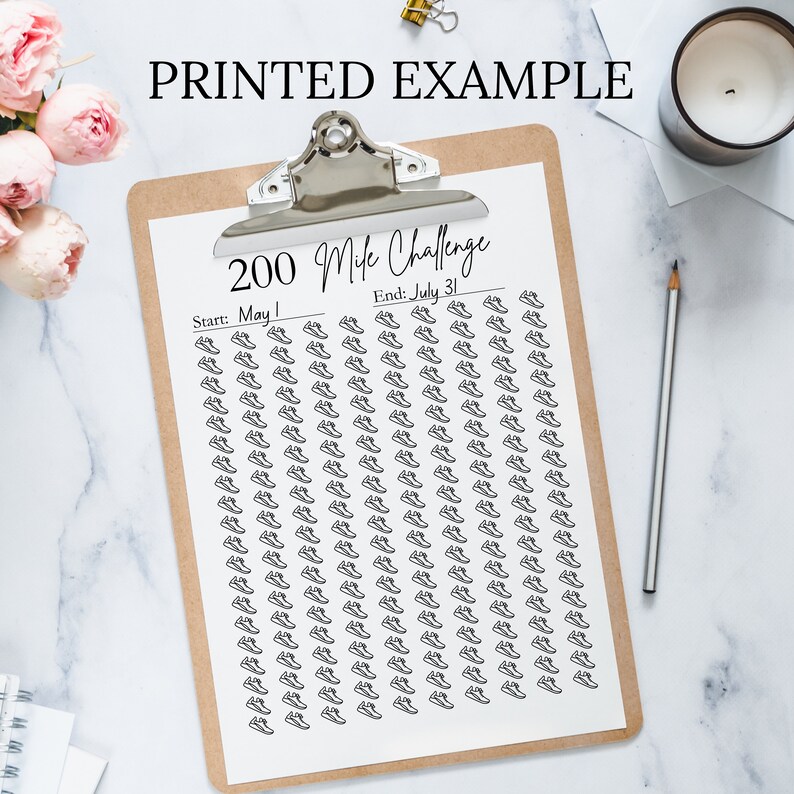 200 Mile Challenge Printable, Running Log and Tracker, Printable Steps ...