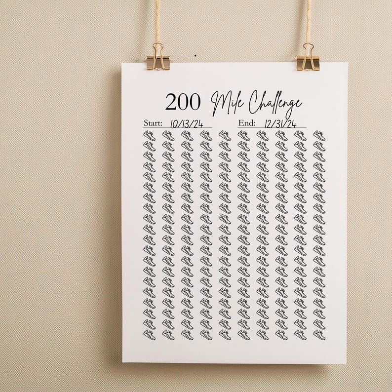 200 Mile Challenge Printable, Running Log and Tracker, Printable Steps ...